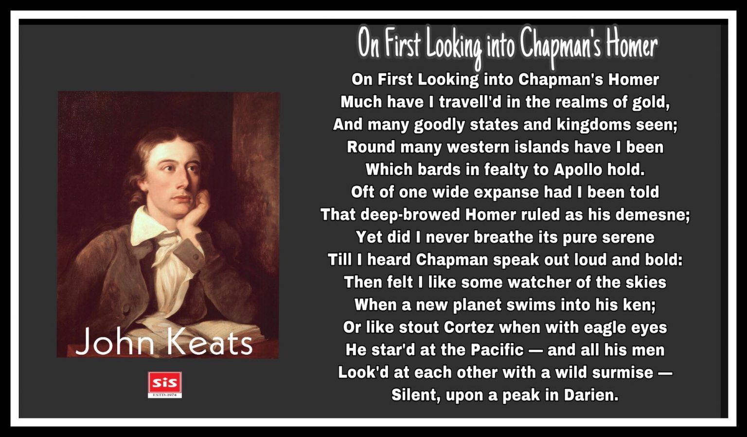 On First Looking into Chapman's Homer - Stay Curioussis